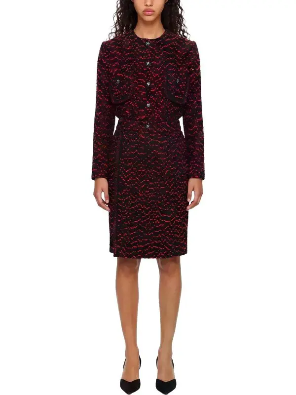 Elie Saab Tweed Midi Skirt - Black