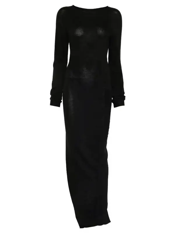 Rick Owens Easy Side-slit Knitted Maxi Dress - Black
