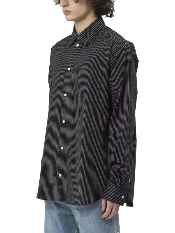 Marni Striped Logo-embroidered Shirt - Black