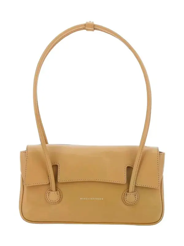 MARGESHERWOOD Logo-print Leather Shoulder Bag - Neutrals