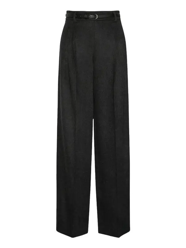 Max Mara Belted Pleated Tailored Trousers - Grey