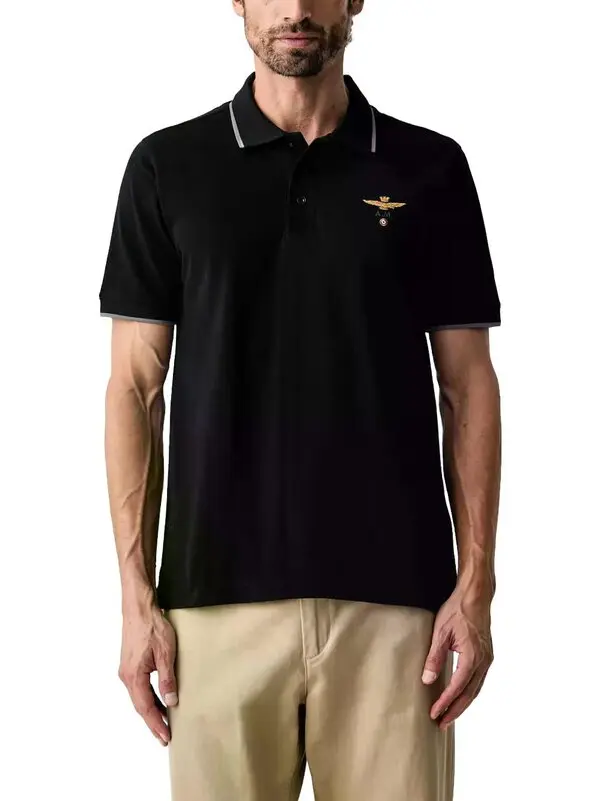 AERONAUTICA MILITARE Embroidered-logo Polo Shirt - Black