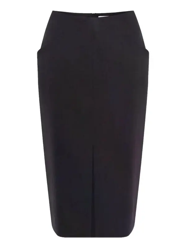 Balmain Cross-over Front-slit Midi Skirt - Black
