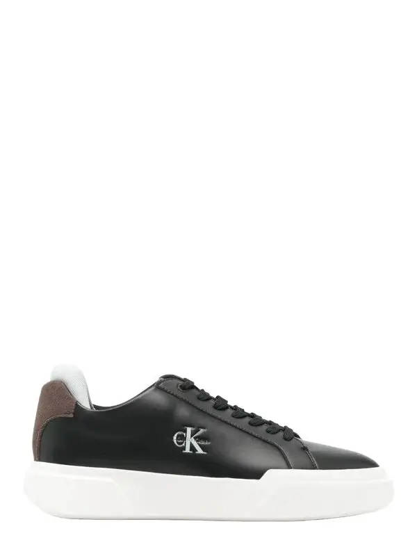 Calvin Klein Chunky Cupsole Logo-plaque Leather Sneakers - Black
