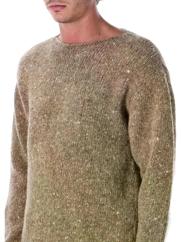 Auralee Flecked Boat-neck Sweater - Brown
