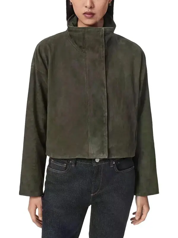 ALLSAINTS Funnel-neck Suede Jacket - Green