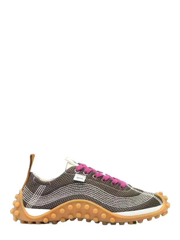 AMI Paris Mesh Panelled Sneakers - Brown
