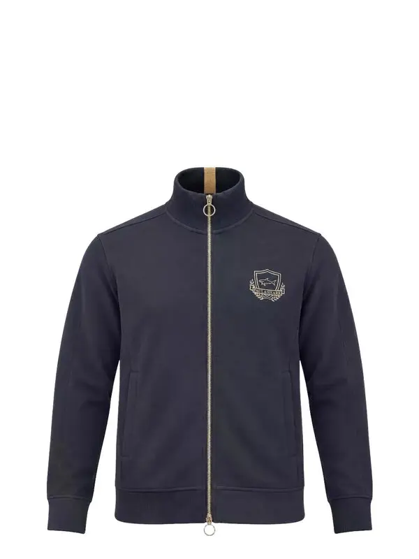 Paul & Shark Logo-embroidered Zip-up Sweater - Blue