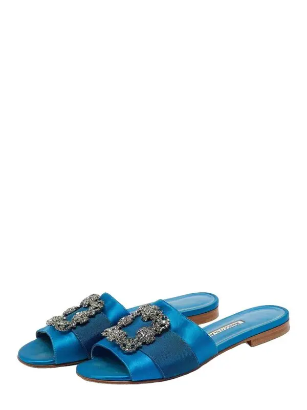 Manolo Blahnik Martamod Crystal-embellished Slides - Blue