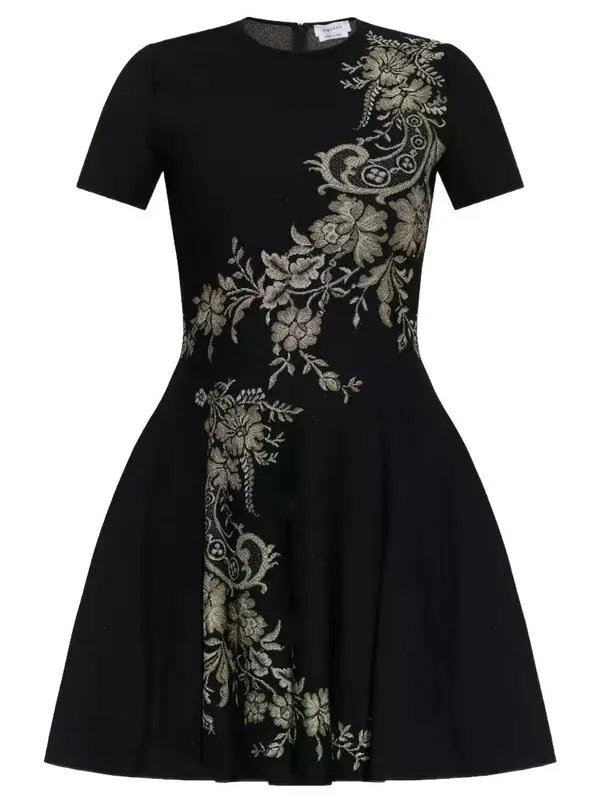 Alexander McQueen Floral-print Mini Dress - Black