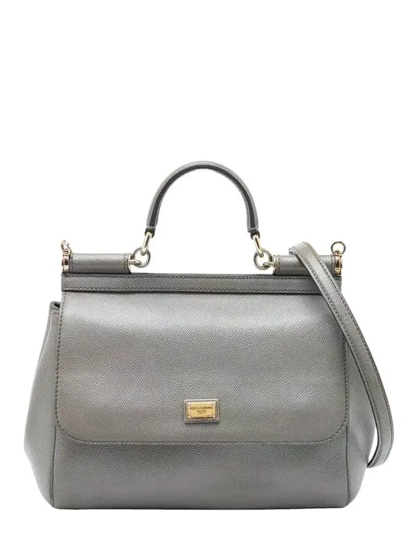 Dolce & Gabbana Miss Sicily Leather Handbag - Grey