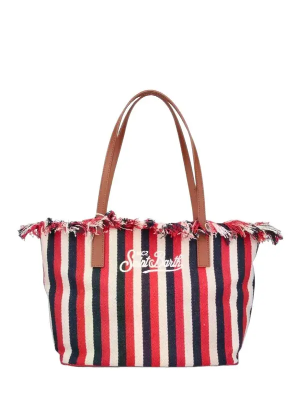 MC2 SAINT BARTH City Striped Fringed Tote Bag - Neutrals