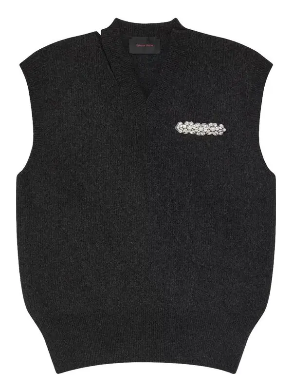 Simone Rocha V-neck Wool Vest - Black