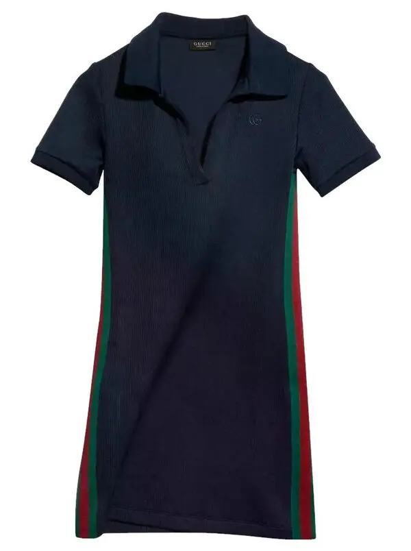 Gucci Rib Cotton-jersey Dress With Web - Blue