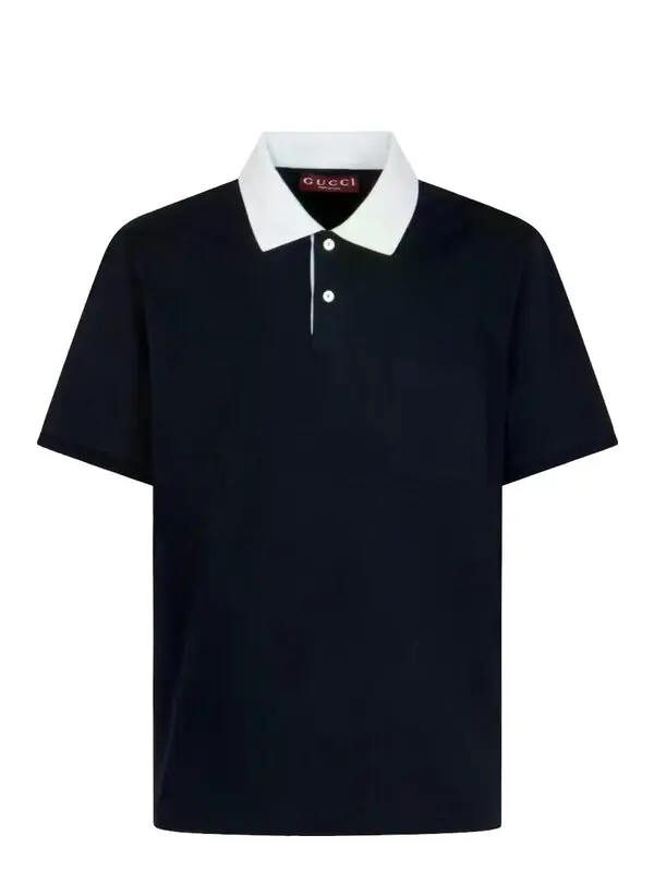 Gucci Contrast Collar Pocket Polo Shirt - Blue