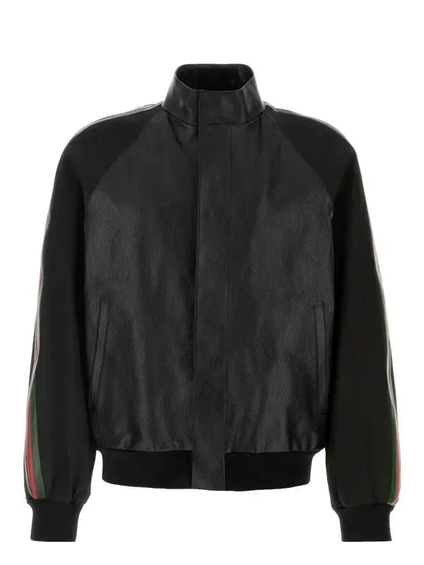Gucci Web-stripe Panelled Bomber Jacket - Black