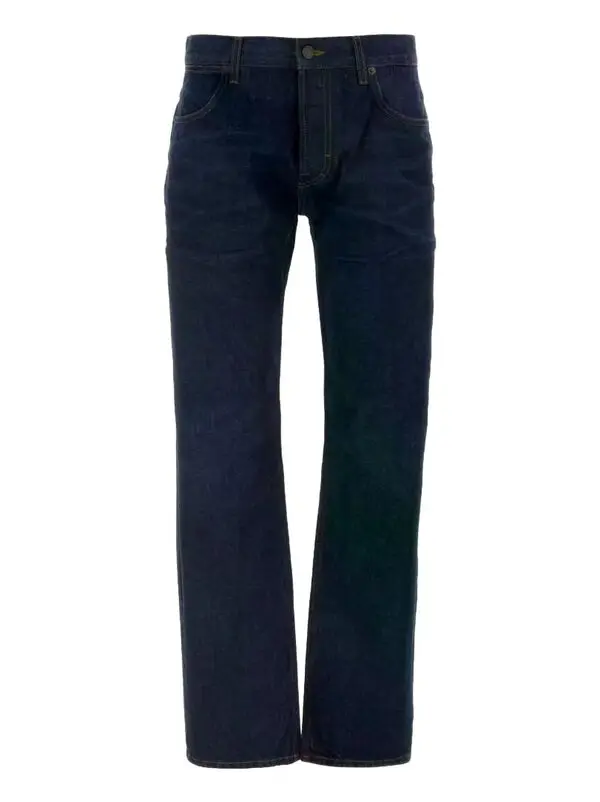 Gucci Cotton Denim Pants With Embroidery - Blue