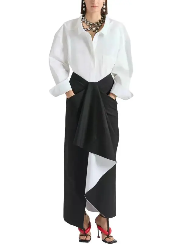 Givenchy Wrapped Midi Skirt In Bonded Wool And Mohair - Black