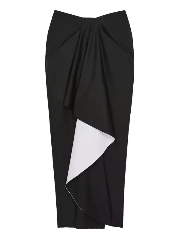 Givenchy Wrapped Midi Skirt In Bonded Wool And Mohair - Black