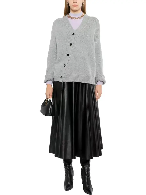 JIL SANDER Diagonal-buttoned V-neck Cardigan - Grey
