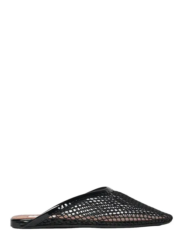 Alaïa Low-heeled Patent Leather And Pvc Mules With Perforated Design - Black