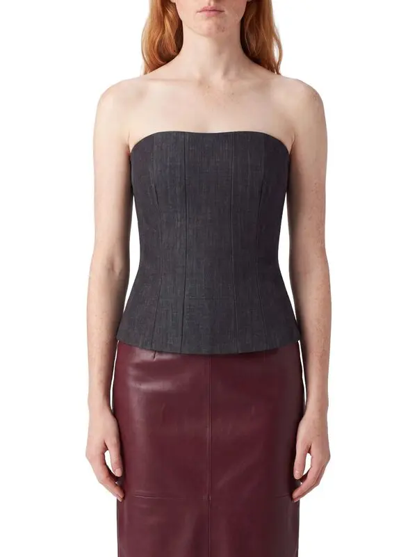 Federica Tosi Off-the-shoulder Cady Bustier Top With Straight Neckline - Grey