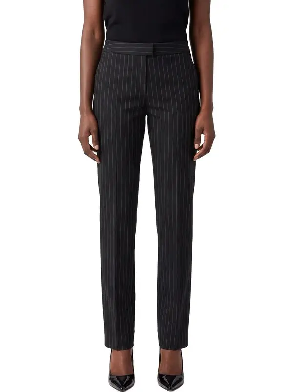 Andamane Pinstriped Skinny Trousers In A Wool And Cotton Blend - Black