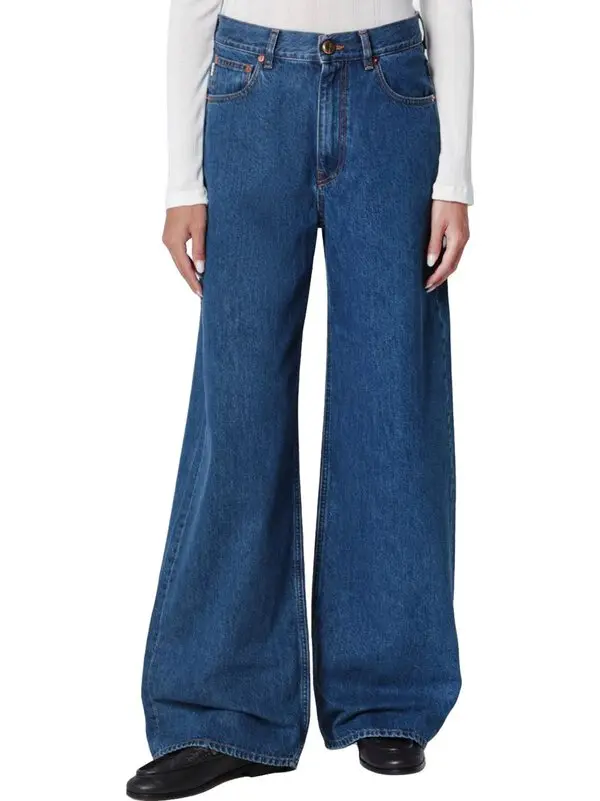 BLAZÉ MILANO High-waisted Flare Jeans In Cotton With Embroidery - Denim