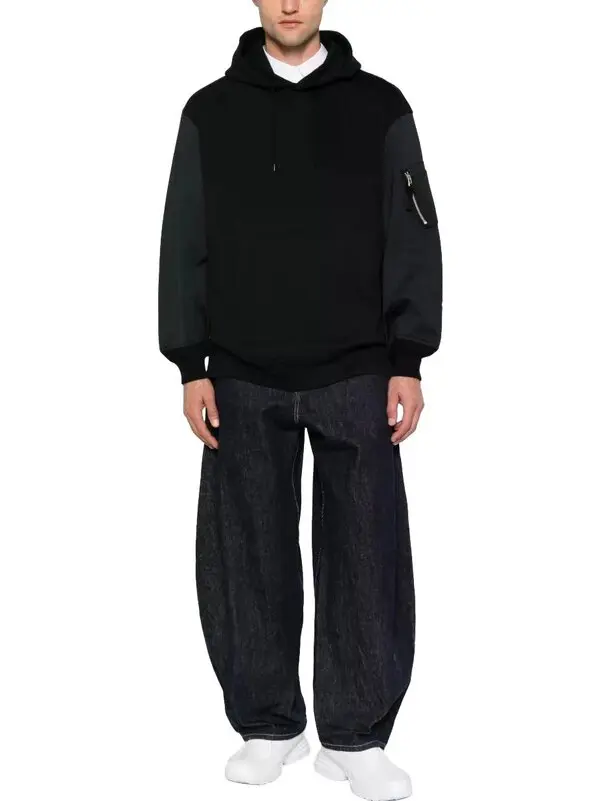 Comme Des Garçons Zip-pocket Panelled Hoodie - Black