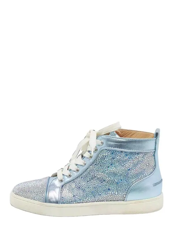 CHRISTIAN LOUBOUTIN Louis Crystal-embellished High-top Sneakers - Blue
