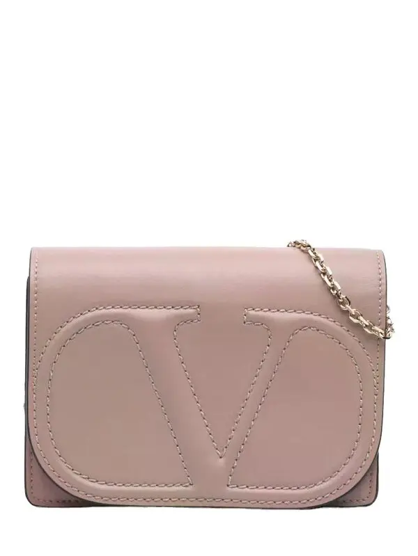 Valentino Garavani 2020-2026 Calfskin Vlogo Walk Chain Crossbody Bag - Brown