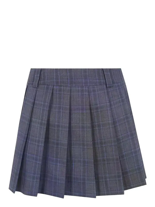 DUNST Check Pleated Mini Skirt - Grey