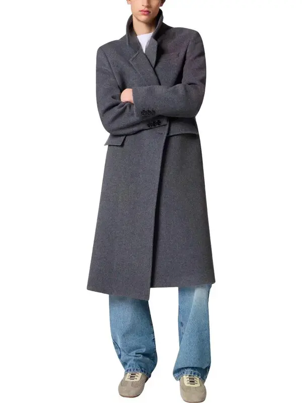 MSGM Double-breasted Peak-lapels Coat - Grey