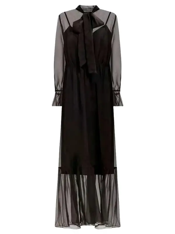 TWINSET Snake-print Pussy-bow Maxi Dress - Brown