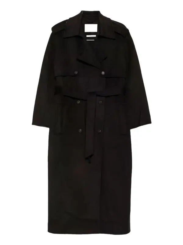 IVY OAK Double-breasted Belted Coat - Brown