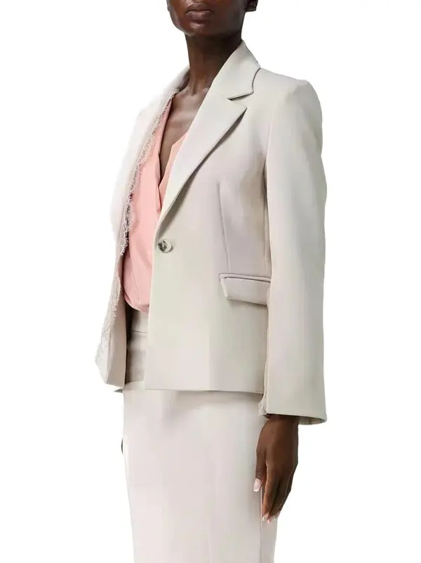 HANITA Lace-trim Single-breasted Blazer - Neutrals