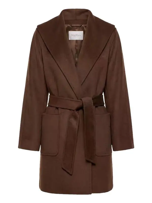 Max Mara Belted Hooded Coat - Brown