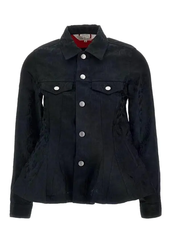 Comme Des Garçons Damask-pattern Peplum Jacket - Black