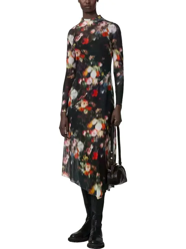 ALLSAINTS Floral-print Asymmetric Dress - Black