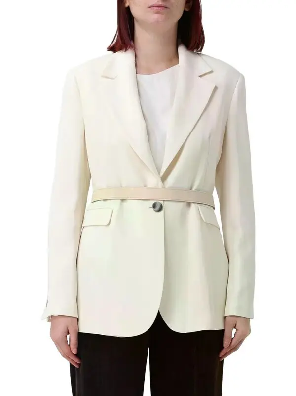 HANITA Belted Chain-detail Jacket - Neutrals