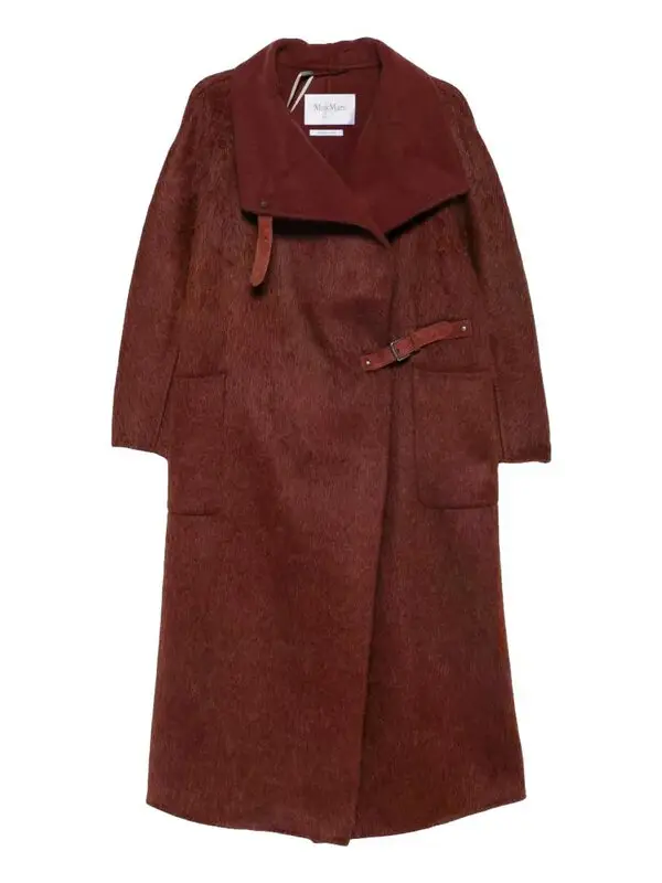 Max Mara Buckle-fastening High-neck Coat - Red