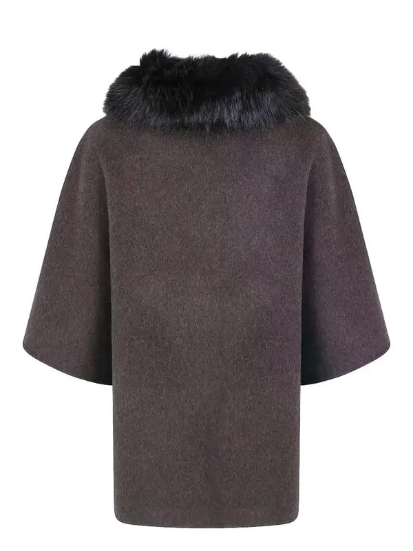 GIOVANNI PARIS Clementine Faux-fur Trim Zip-up Cape - Brown