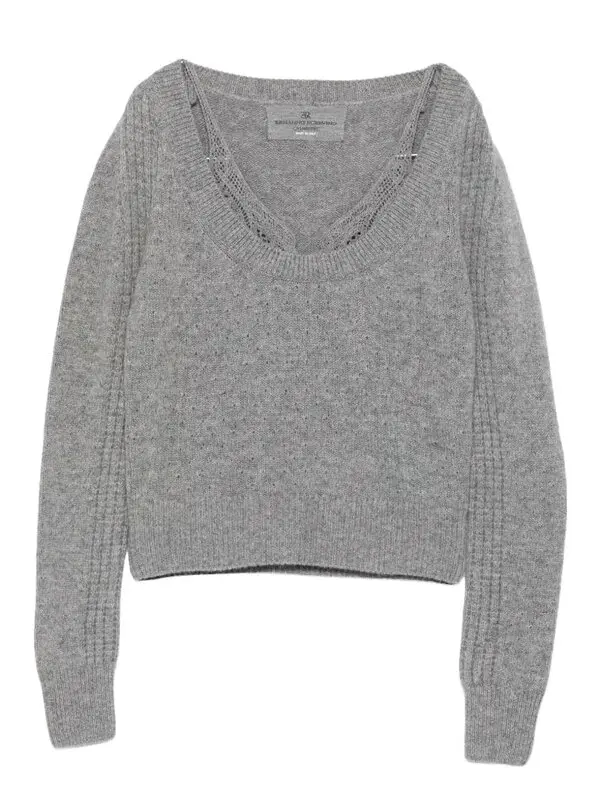 Ermanno Scervino Cut-out Cashmere Sweater - Grey