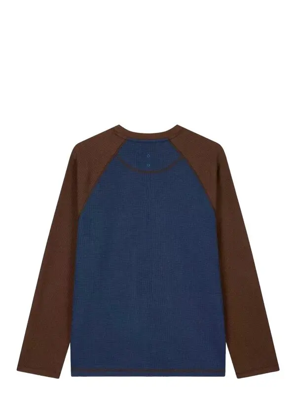 STUDIO TOMBOY Waffle-knit Raglan-sleeve T-shirt - Blue