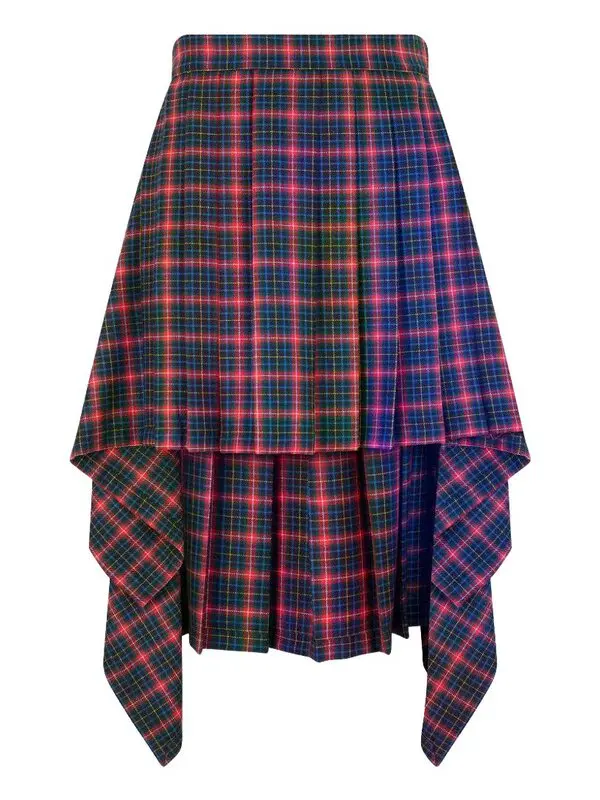 Moschino Tartan-print Asymmetric Kilt Skirt - Red