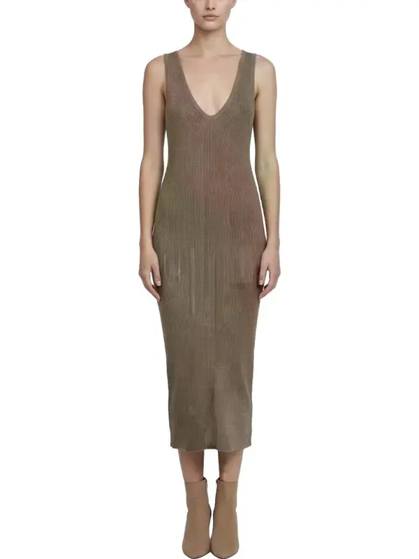JAMES PERSE Rib-knit Sleeveless Midi Dress - Neutrals