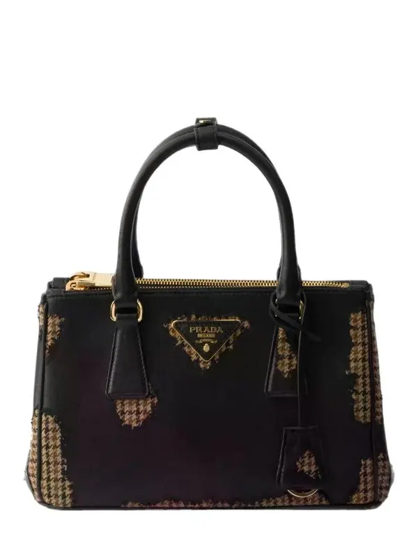 Prada Galleria Large Nappa Leather And Wool Bag - Black