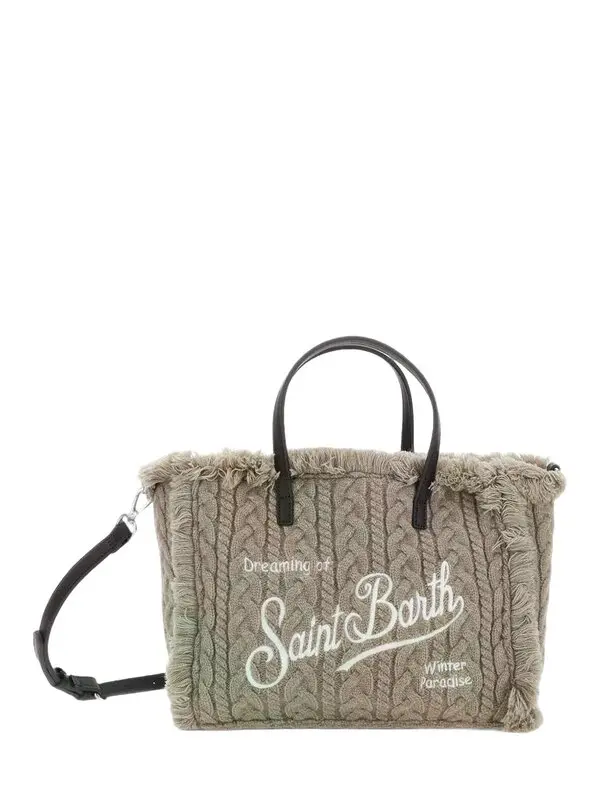 MC2 SAINT BARTH Cable-knit Frayed Tote Bag - Neutrals