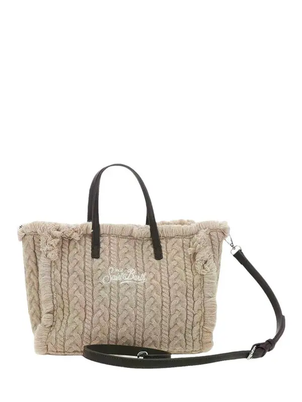 MC2 SAINT BARTH Cable-knit Frayed Tote Bag - Neutrals