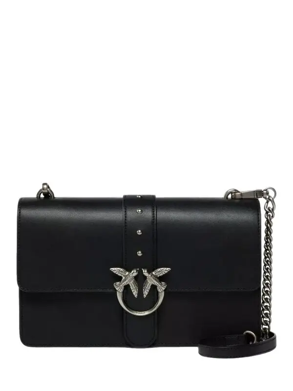 Pinko Medium Love Bag One Leather Handbag With New Buckle - Black